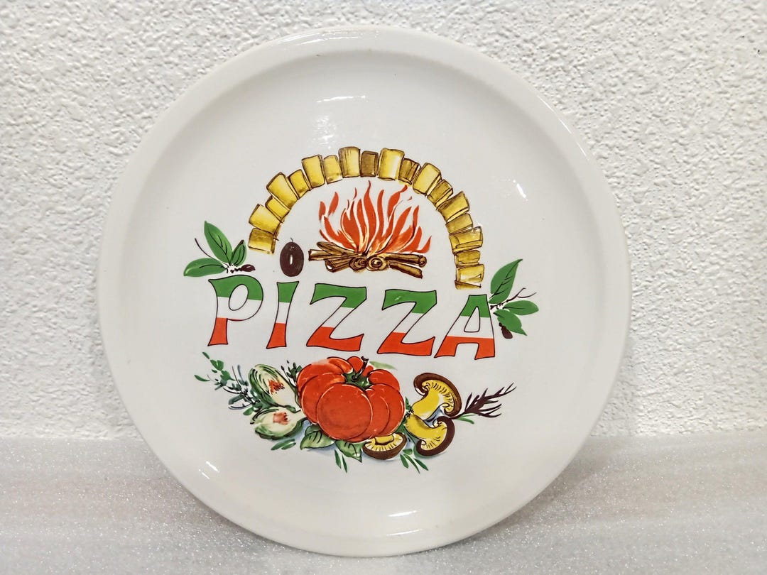 Amazing Vintage Pizza Plate Serving Plate Ceramic Large Serving Round ...