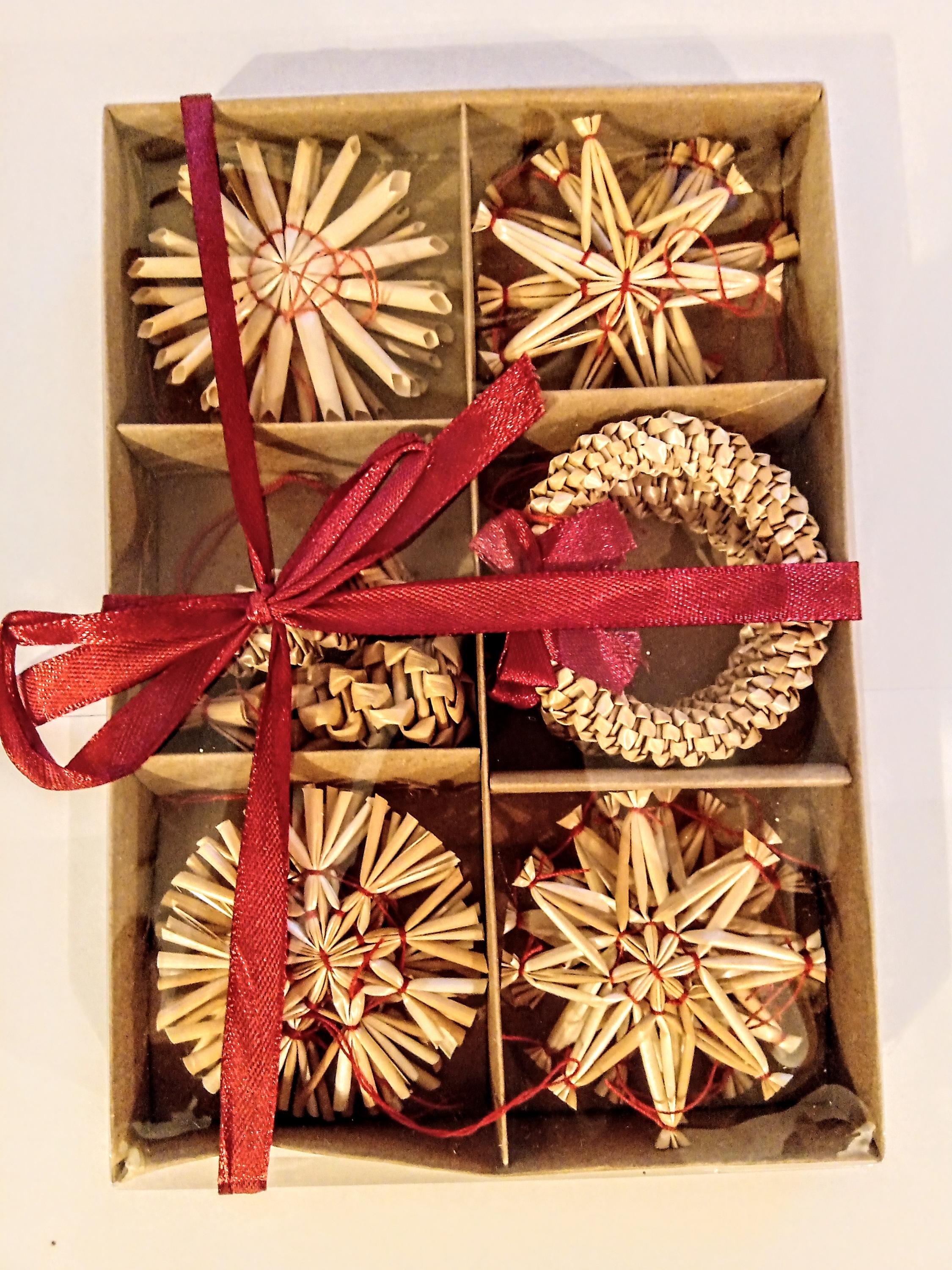 16x Christmas Tree Decorations Straw Swedish Traditional Folk Art ...