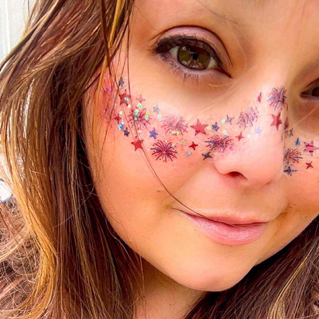 4th of July Face Freckle Temporary Tattoos - Freckle Tattoos - Firework ...