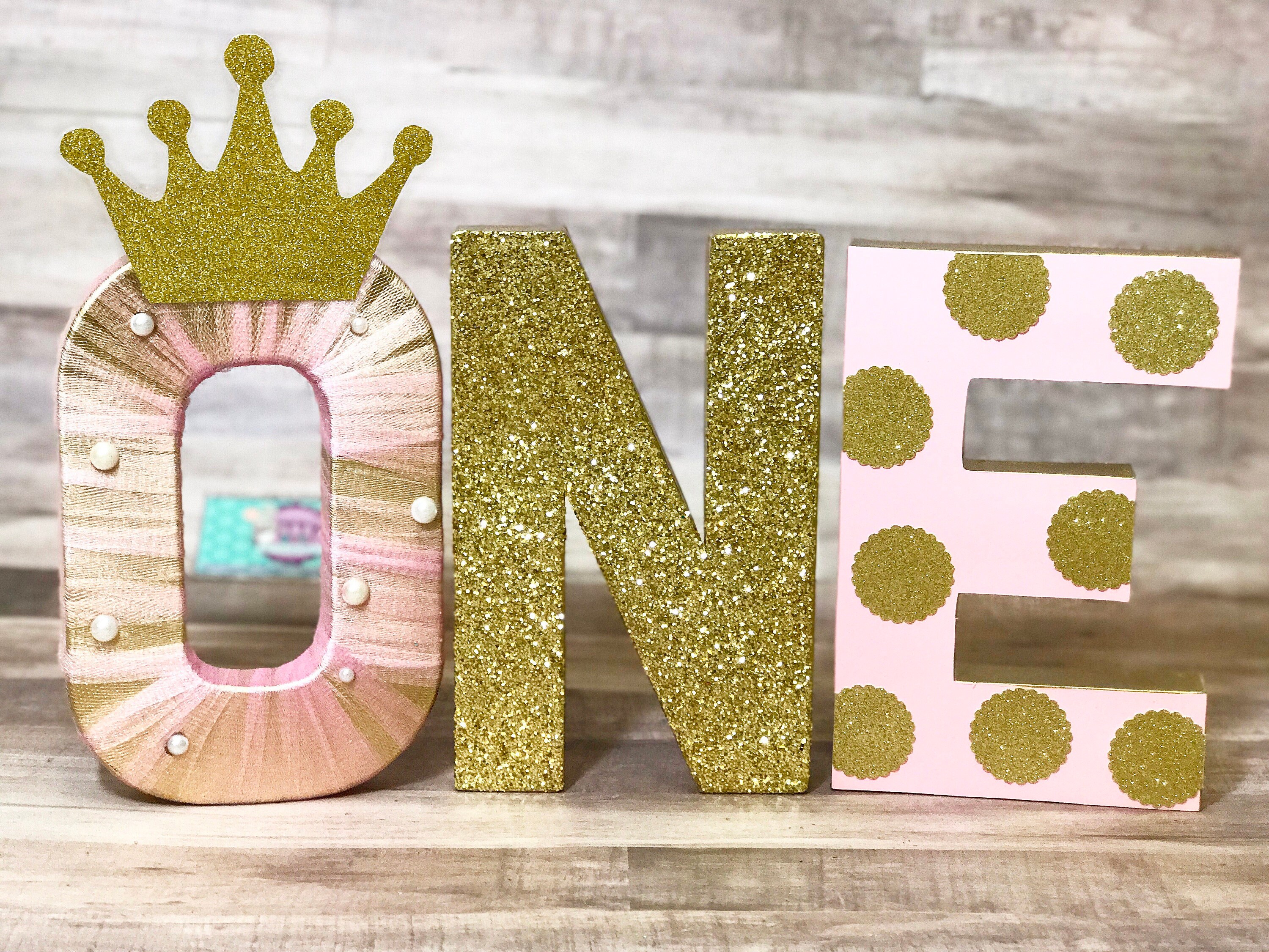 Princess Letters Gold One Letters Pink One Letters Polka | Etsy