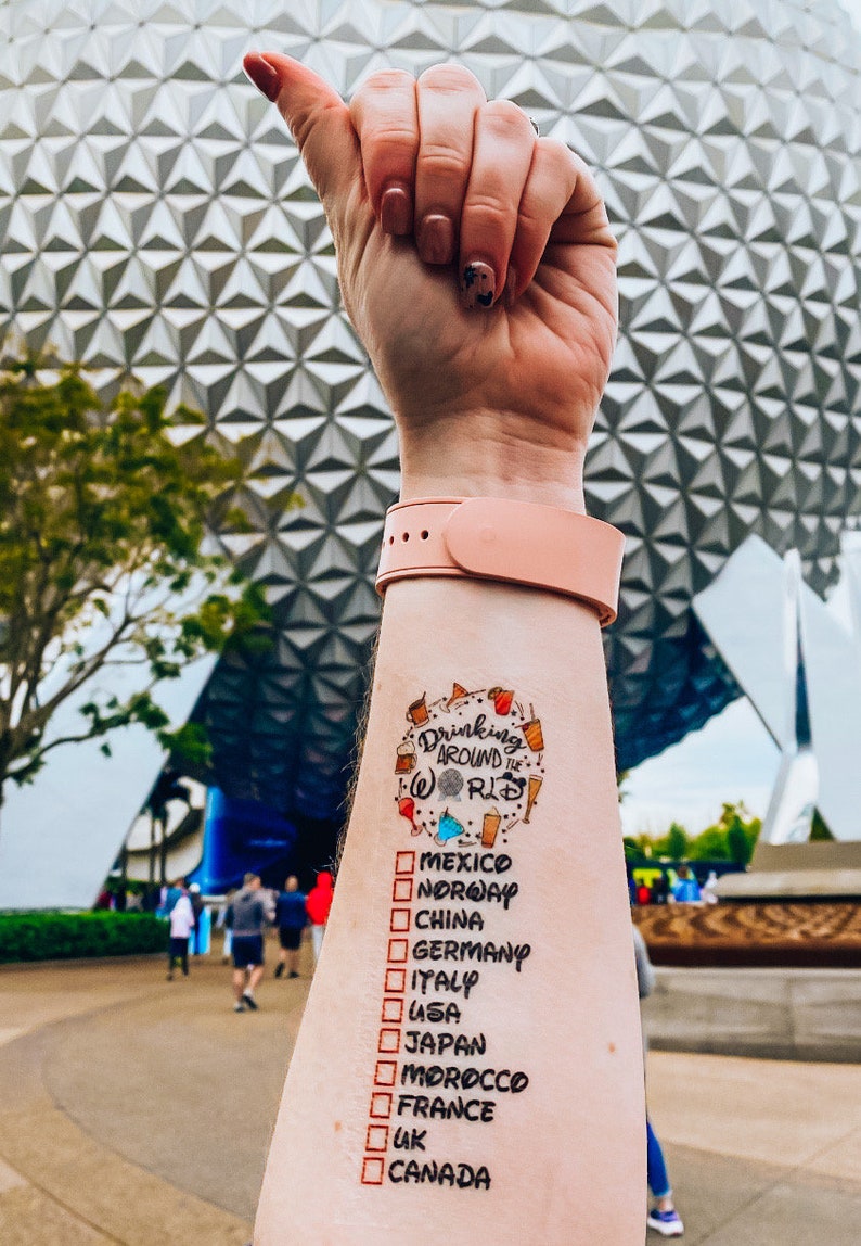 Drinking Around the World Tattoo-food & Wine Festival-epcot - Etsy Ireland Drinking Around the World Tattoo-food & Wine Festival-epcot - Etsy Ireland