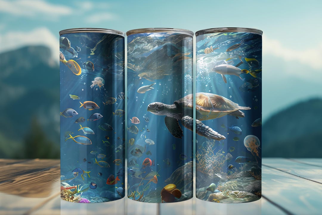 Ocean Life Under the Sea 20 Oz Skinny Tumbler Sublimation Design ...
