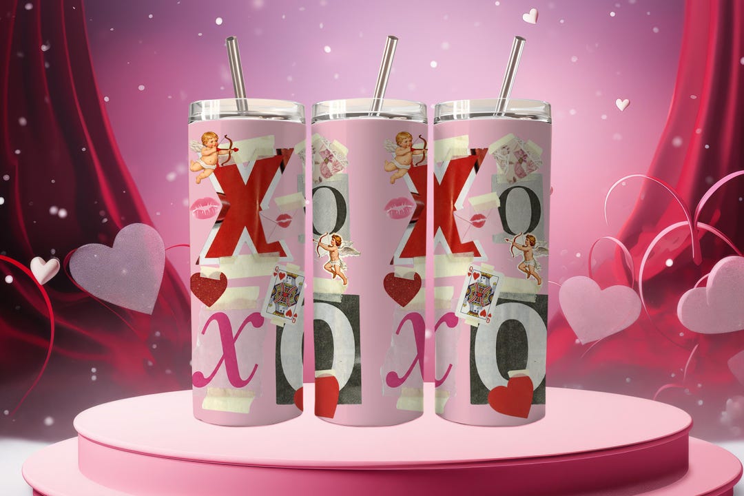 XOXO Y2K Collage, Valentines Ransom Letter Cupid, 20 Oz Skinny Tumbler ...