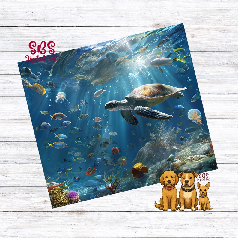 Ocean Life Under the Sea 20 Oz Skinny Tumbler Sublimation Design ...