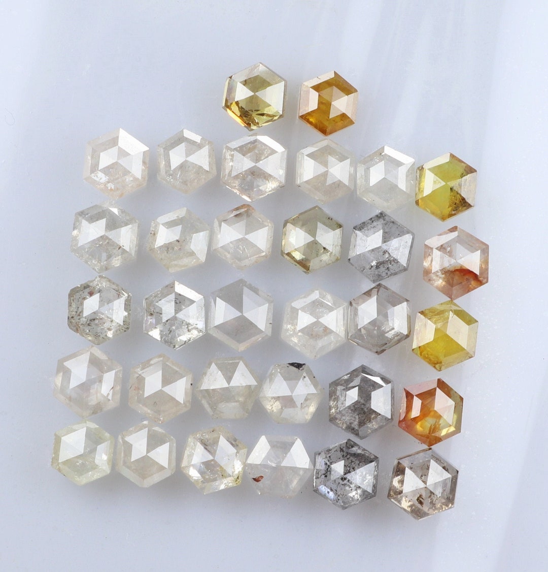 3.23 Ct, 3.0 X 2.7 X 1.2 MM, Natural Loose Diamond Mix Color Hexagon ...