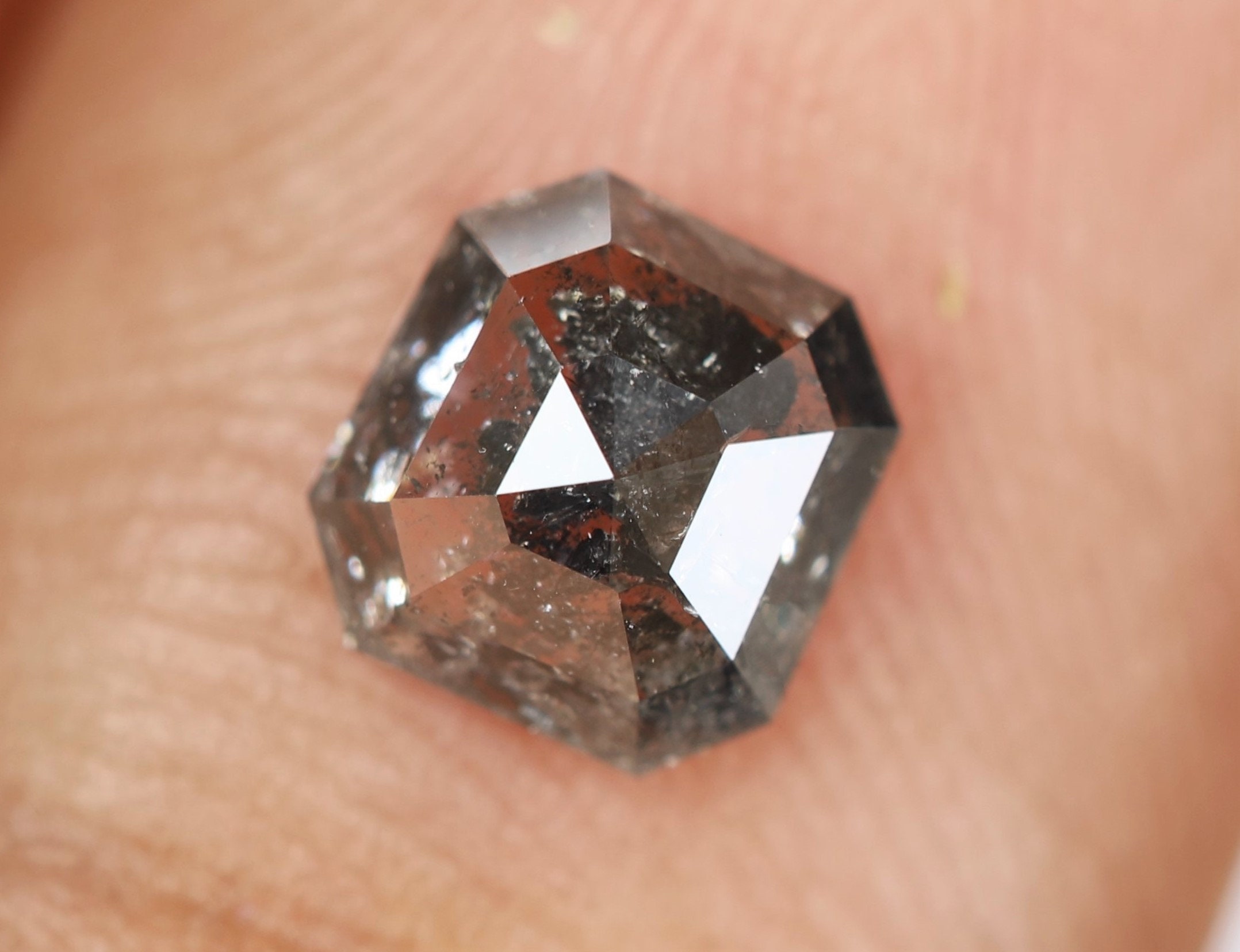 0.86 Ct 5.5 X 5.2 X 2.9 MM Natural Rustic Diamond Black | Etsy