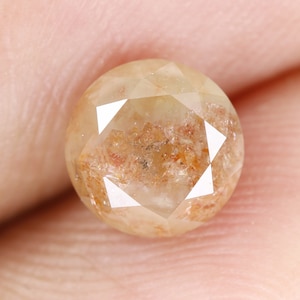1.53 Ct, 6.6 X 5.1 MM, Natural Rustic Diamond Peach Color Round Shape ...