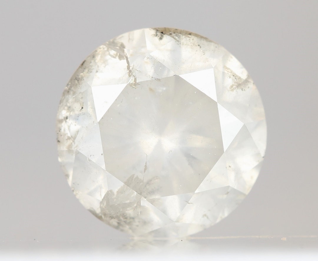 1.37 Ct, 6.9 X 4.5 MM, Natural Grey Diamond White Color Round Shape ...