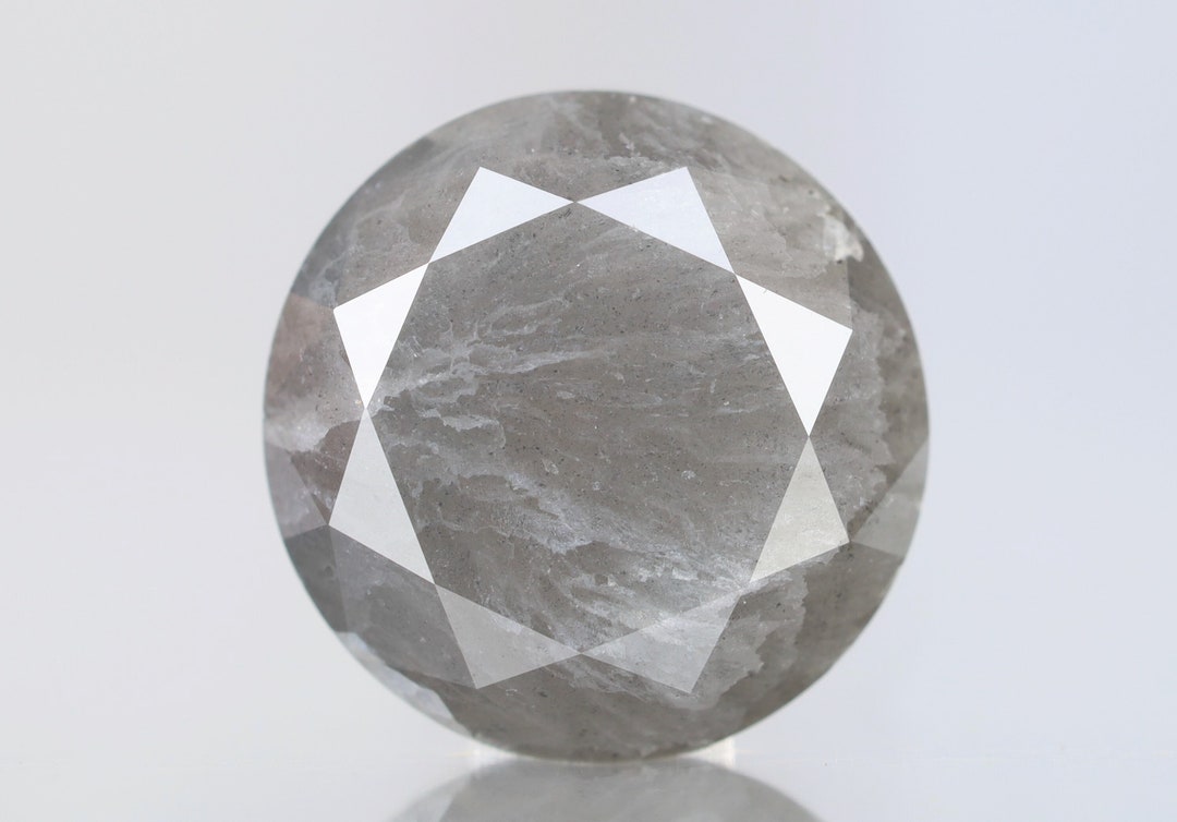 2.40 Ct, 7.9 X 5.2 MM, Natural Loose Diamond Fancy Gray Color Round ...