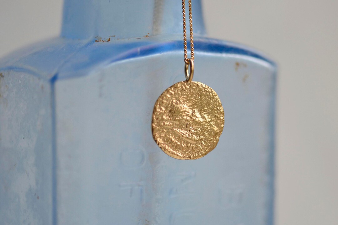 Ancient Roman Coin Necklace | Gold Vermeil Rustic Disc Pendant - Etsy