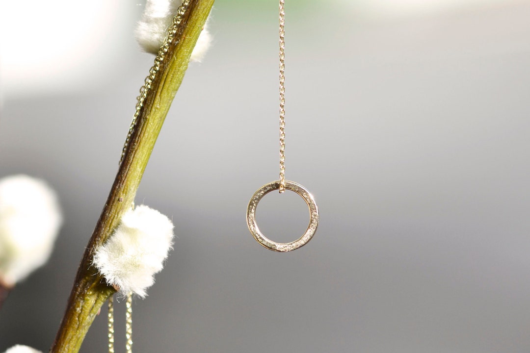 Mini 9ct Gold Delicate Circle Necklace | Minimalist Recycled Solid Gold ...