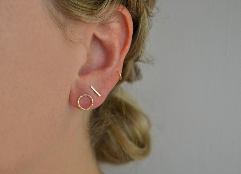 9ct Recycled Gold Line Studs Simple Pure Gold Bar Studs - Etsy