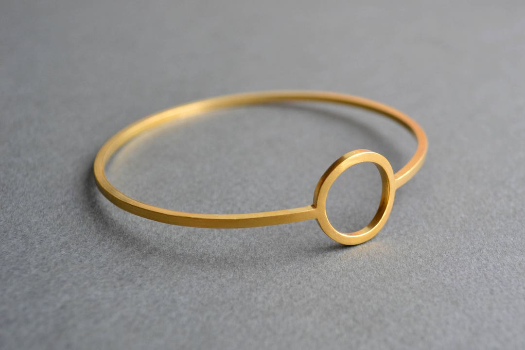 Gold Vermeil Full Moon Bangle | Contemporary Gold Bangle | Gold Circle ...