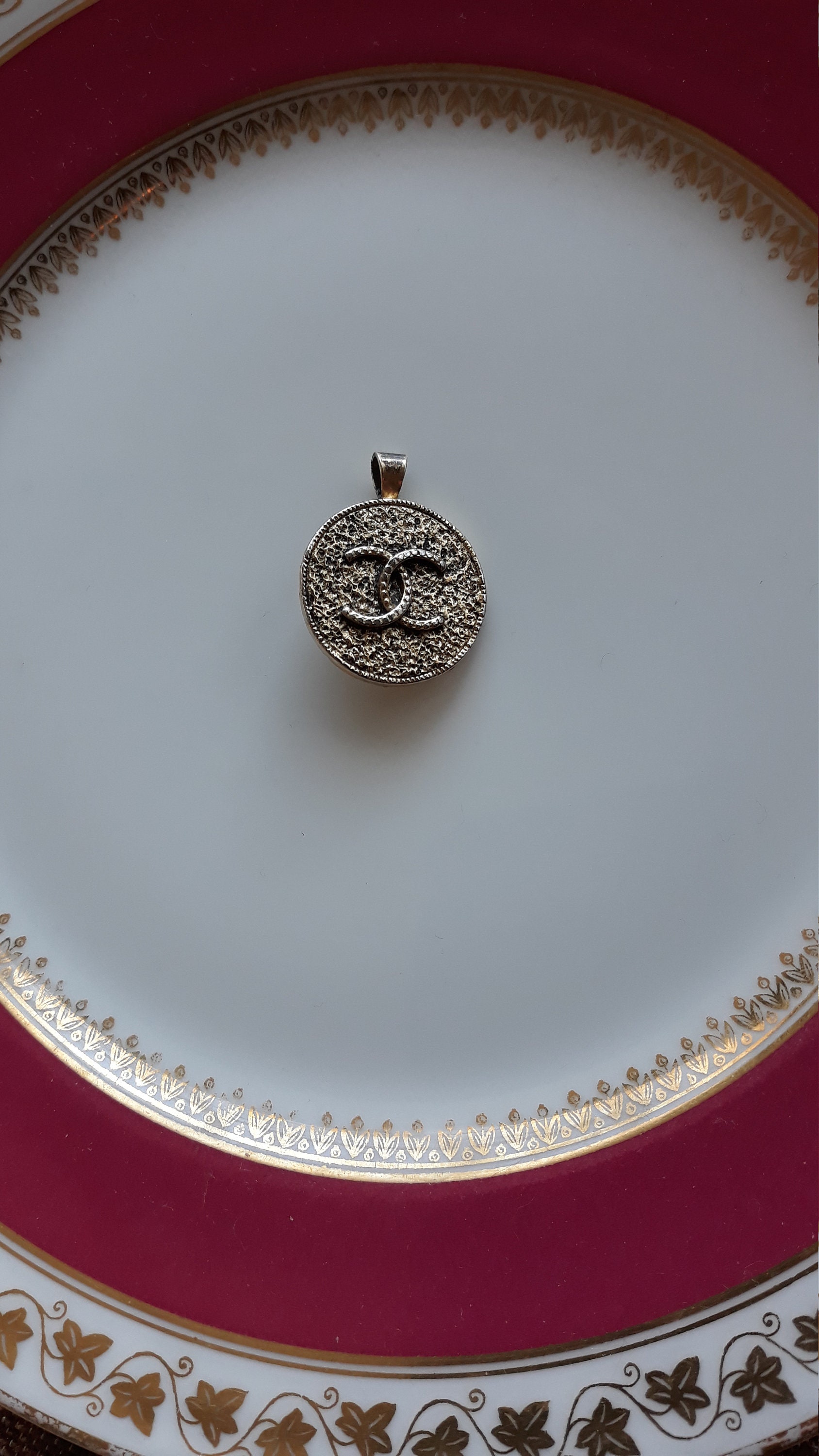 Rare Chanel Button Pendant Designer Jewelry Necklace Charm Brutalist ...