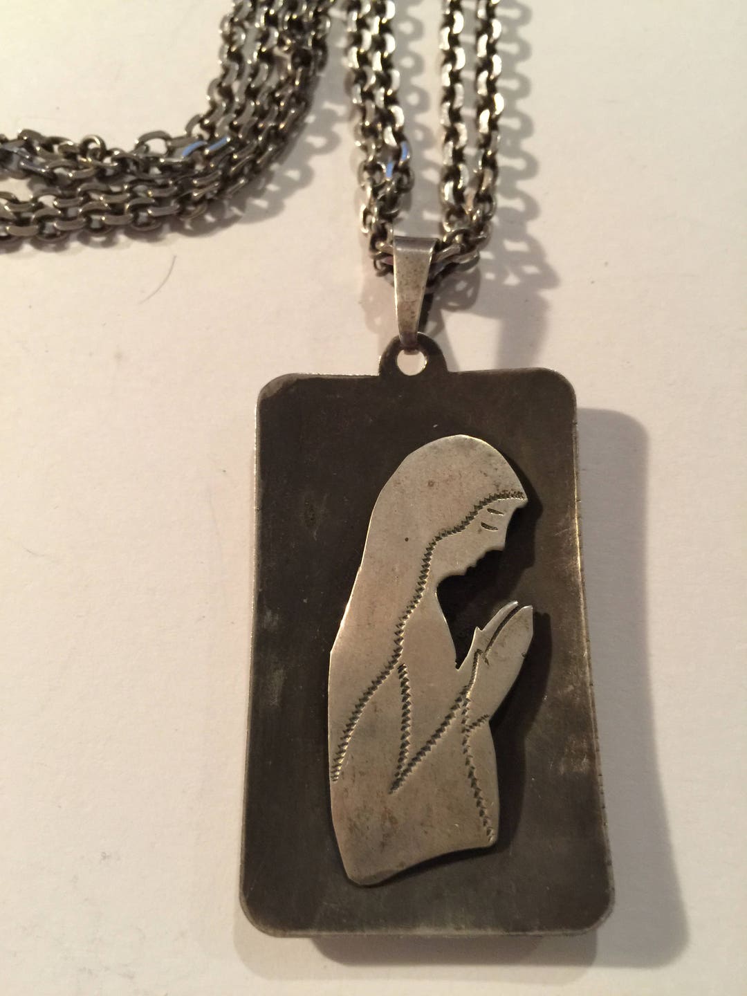 Holy Rare Mother and Child Religious 900 Sterling Pendant Necklace ...
