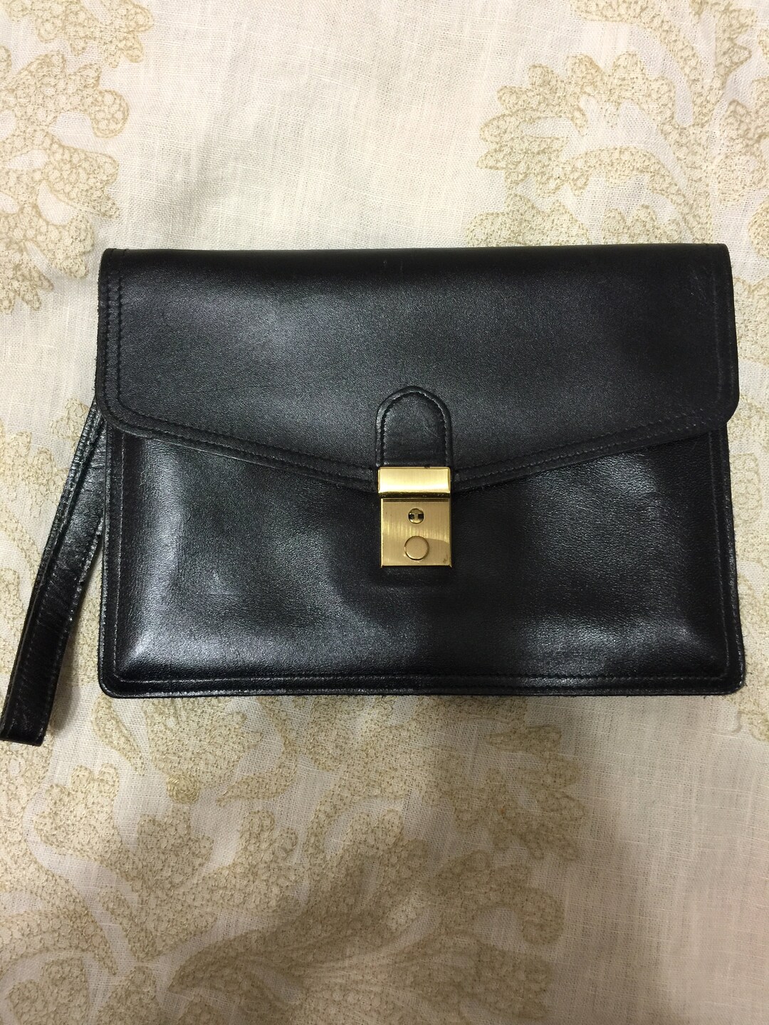 Vintage Serval Leather Clutch With Brushed Gold Hardware - Etsy