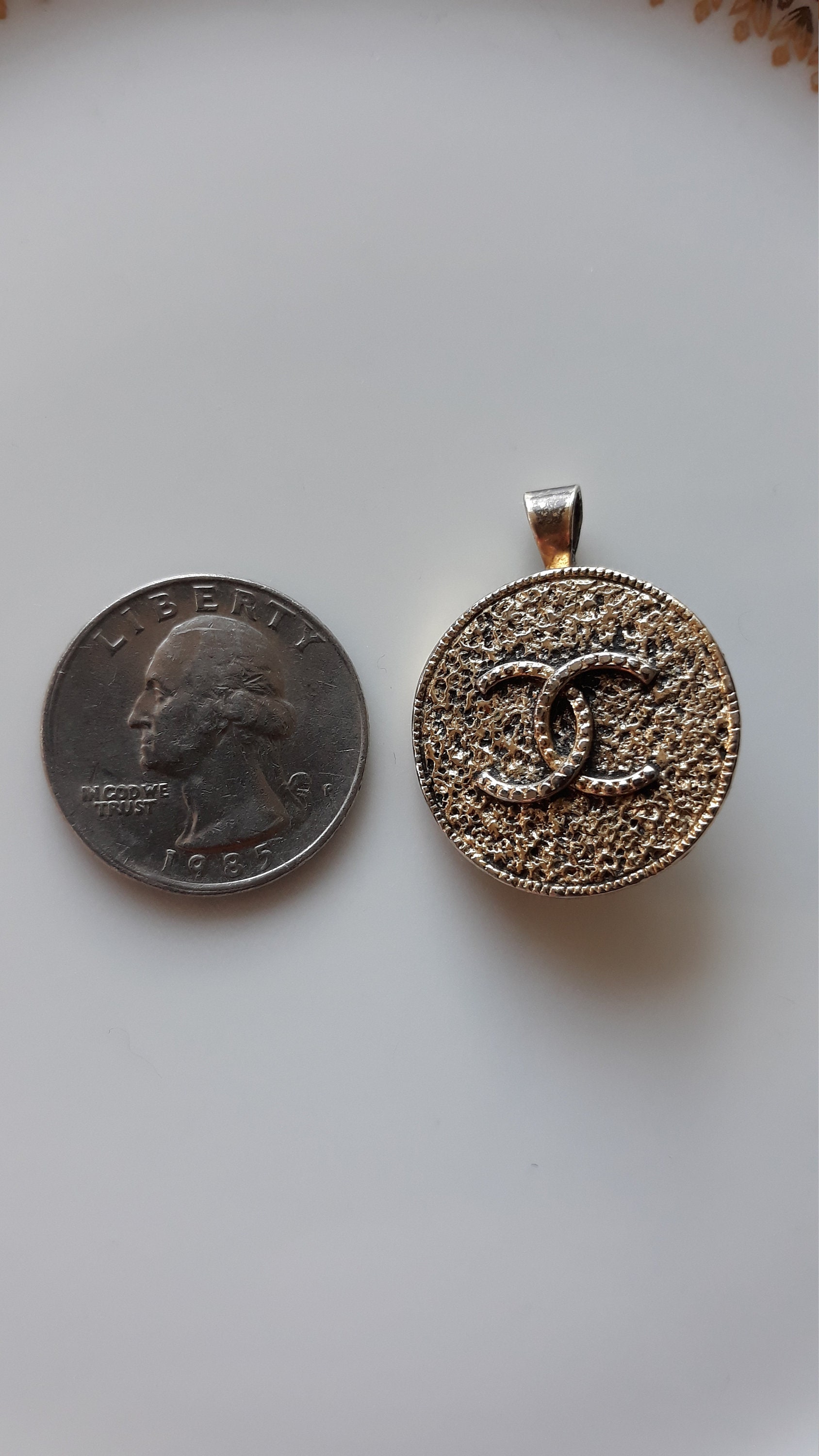 Rare Chanel Button Pendant Designer Jewelry Necklace Charm Brutalist ...