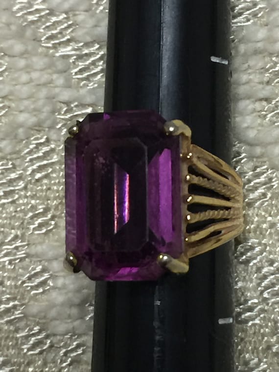 Massive 18K Gold Purple Quartz Ring Size Faceted Stacked Wide | Etsy