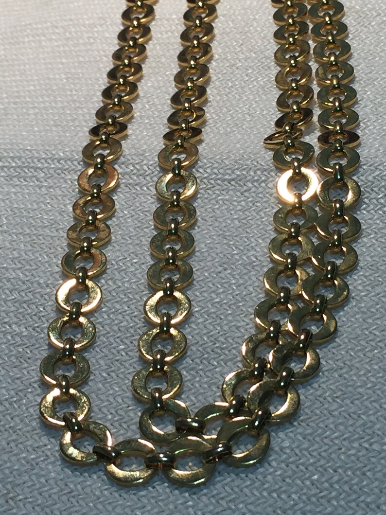 Vintage Gold Italian Circle Link Necklace 52 Extra Long Wrap Stunning ...