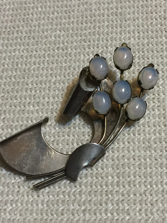 Coro Opalescent Sterling Silver Brooch Pendant Flow… - Gem