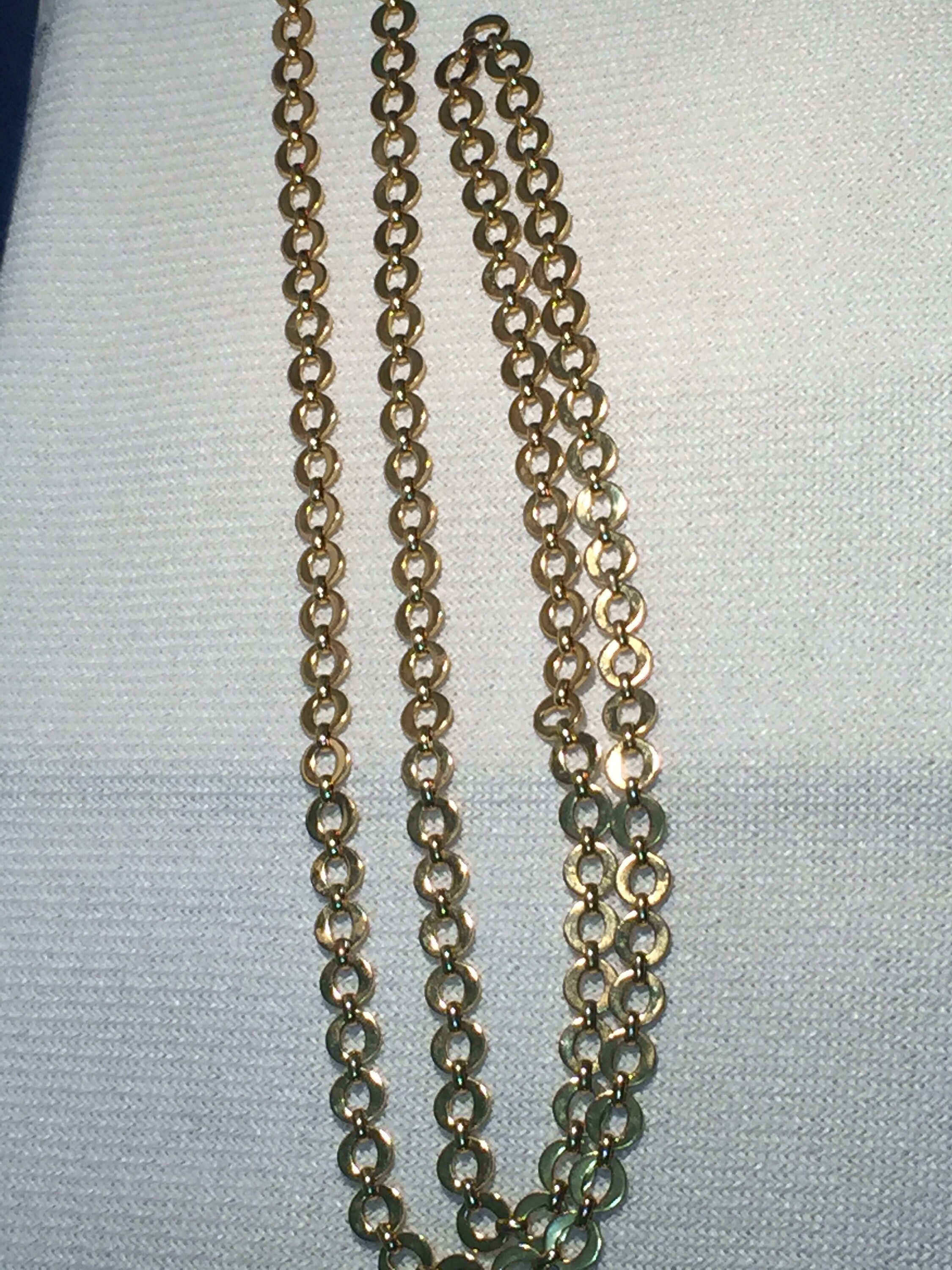 Vintage Gold Italian Circle Link Necklace 52 Extra Long Wrap Stunning ...
