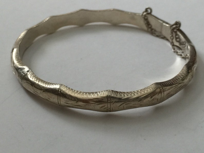 Vintage Sterling Silver Bracelet Japan Etched Bamboo Bangle - Etsy