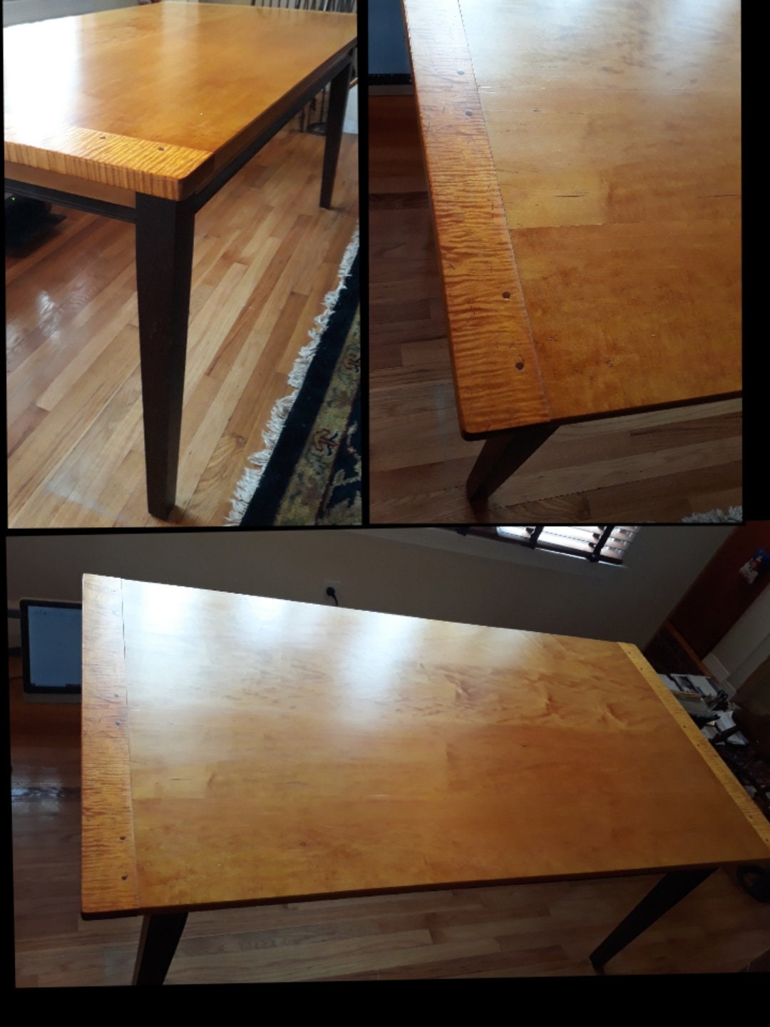 Stunning Handcrafted Tiger Maple Kitchen Table Philippine Mahogany ...