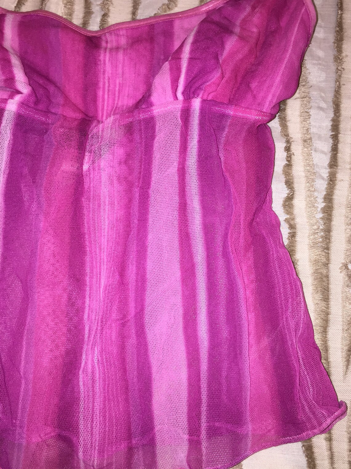 Vintage Cosabella Top Tank Fuscia Pink Sheer Exotic Striped Knit Must ...
