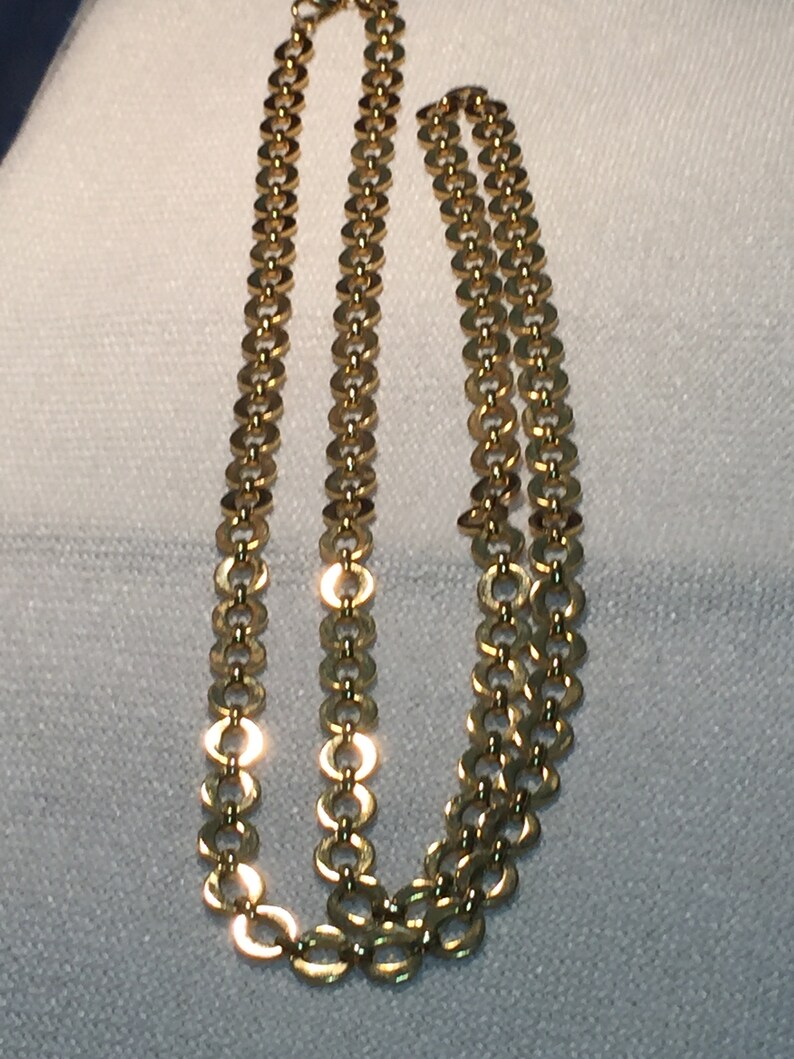 Vintage Gold Italian Circle Link Necklace 52 Extra Long Wrap Stunning ...