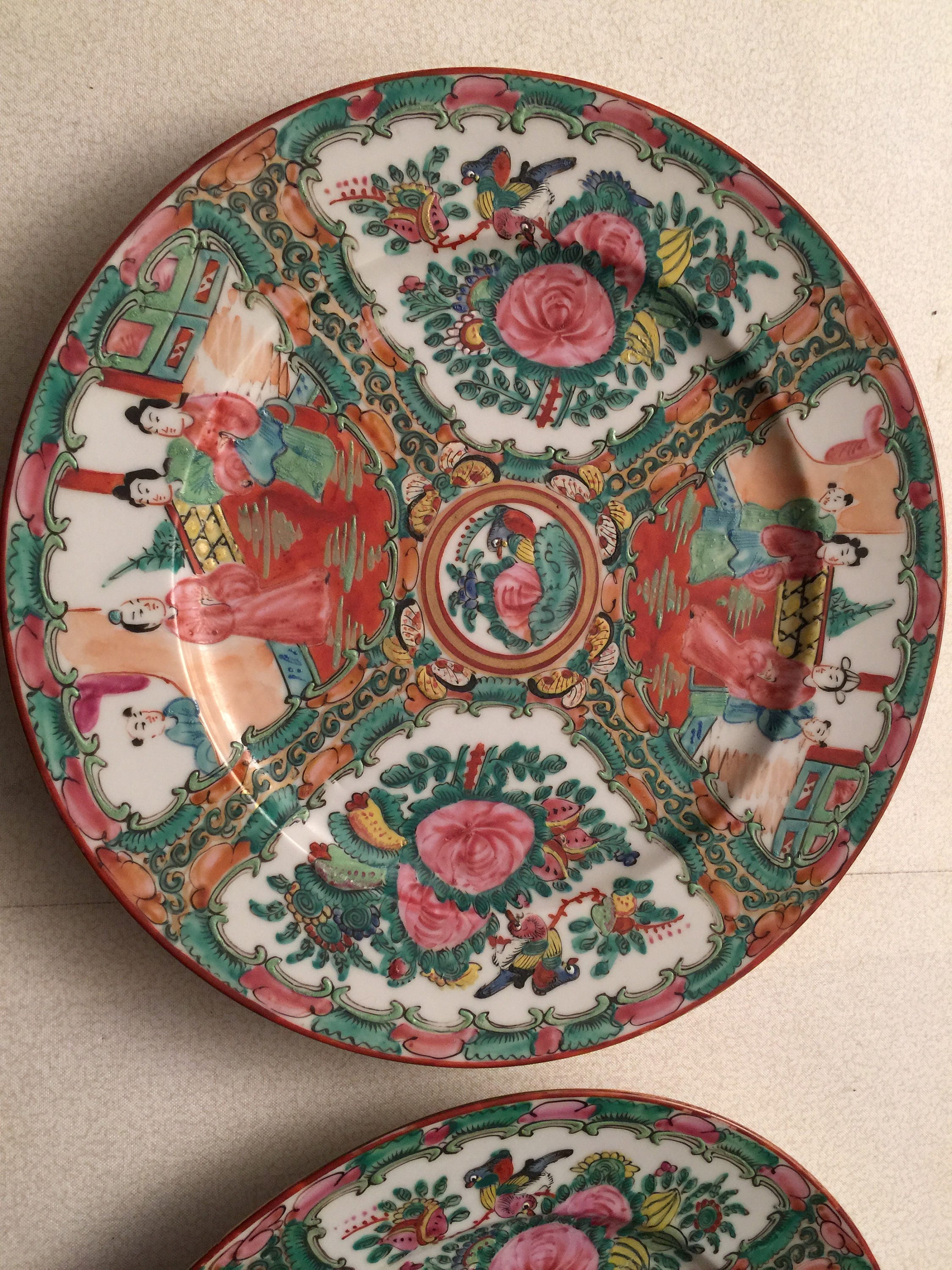 2 Hand Painted Chinese Rose Mandarin Porcelain Plates - Etsy