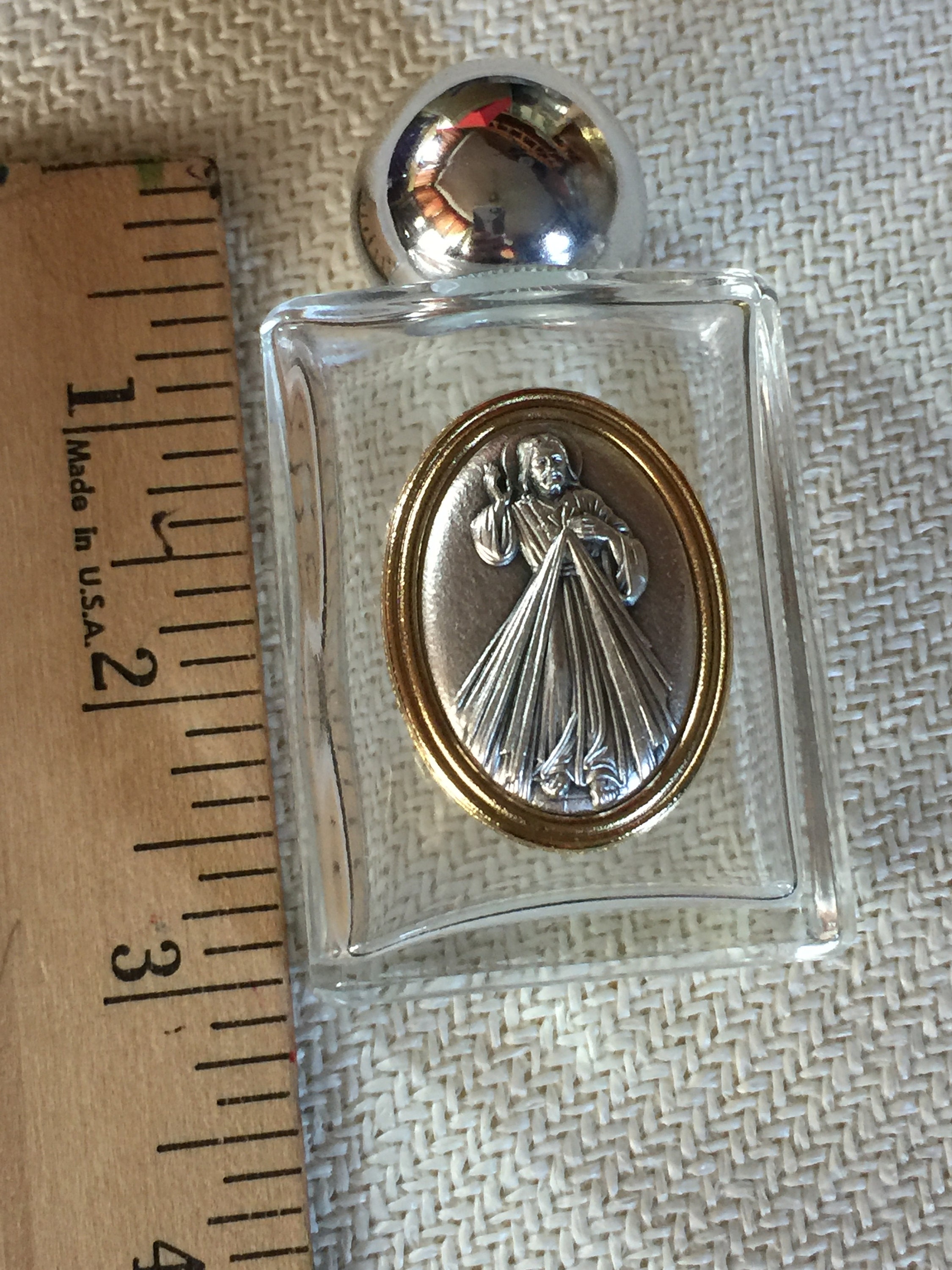 Religious Glass Holy Water Anointing Oil Bottle Silver Gold Icon Luxury ...