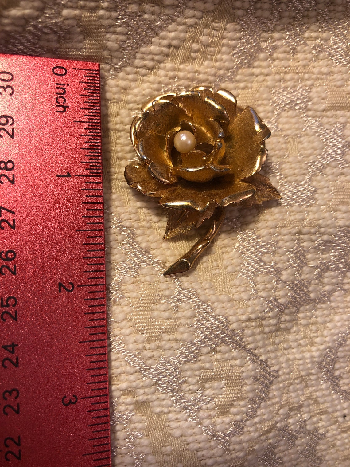 Vintage MARCEL BOUCHER Rose Brooch Signed Numbered Gold Rose Pearl ...