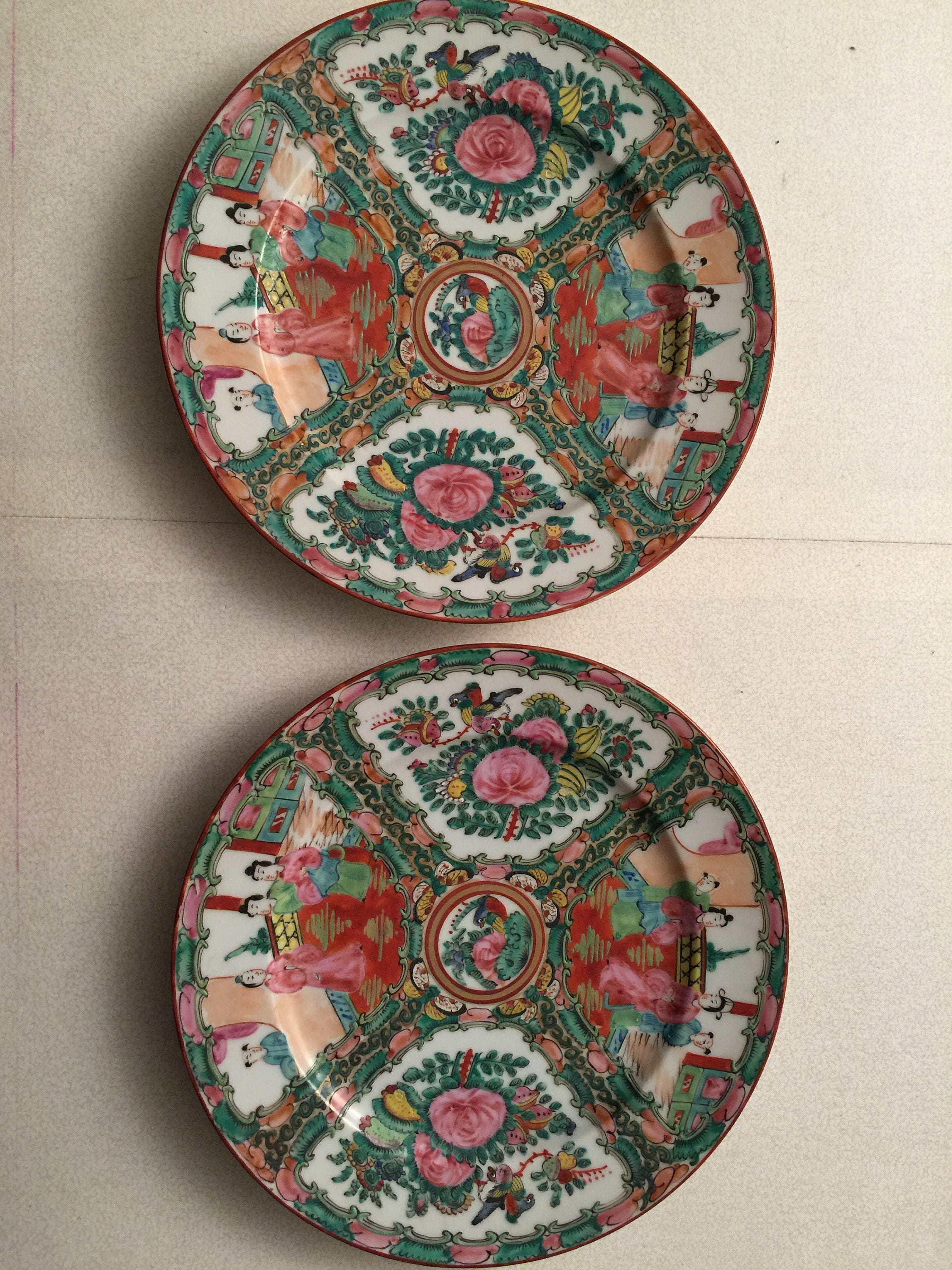 2 Hand Painted Chinese Rose Mandarin Porcelain Plates - Etsy