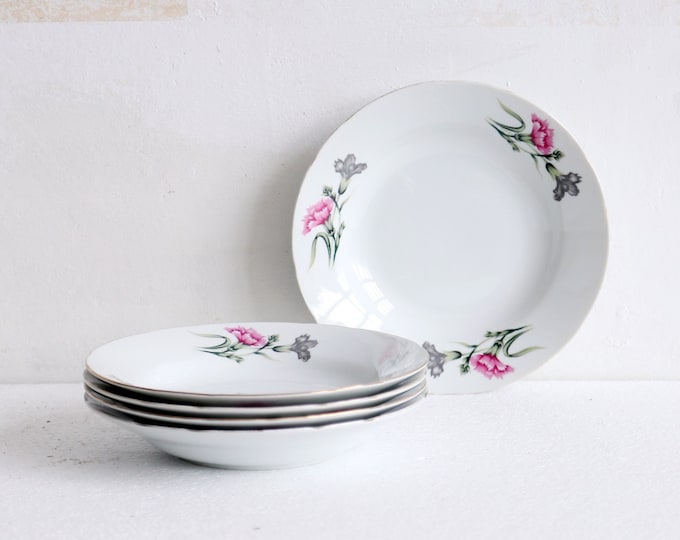 Set of 5 Vintage Yamatsu Porcelain Plates Floral Pattern Ceramic Plates ...