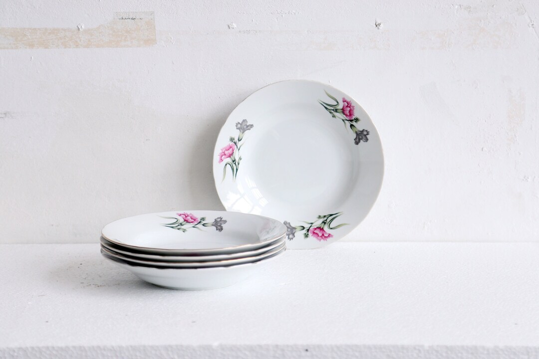Set of 5 Vintage Yamatsu Porcelain Plates Floral Pattern Ceramic Plates ...