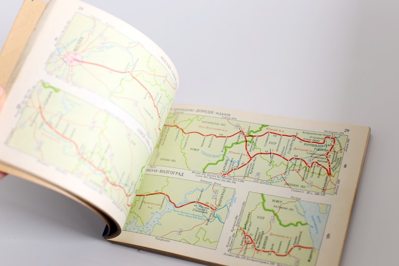 1974 USSR Railroad Atlas Book Pocket Size - Атлас шелезных дорог СССР ...