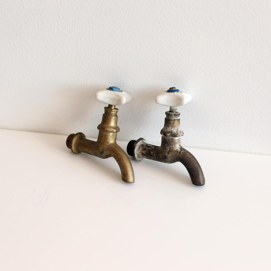 Vintage Soviet Brass Water Tap With Porcelain Handle – Rustic Garden or ...