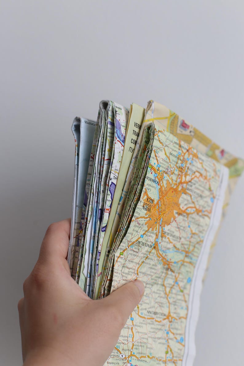Paper Map Lot 5pc – Wrinkled & Weathered for Junk Journals ...
