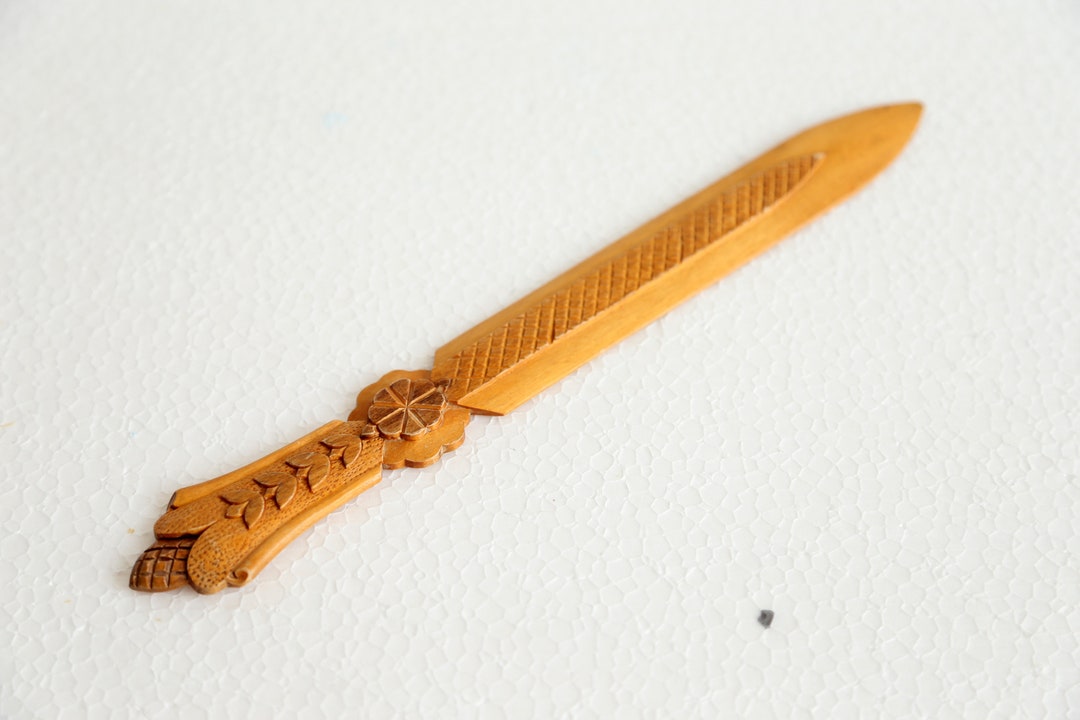 Vintage Hand-carved Wood Letter Opener: Folk Art Rye Design - Etsy