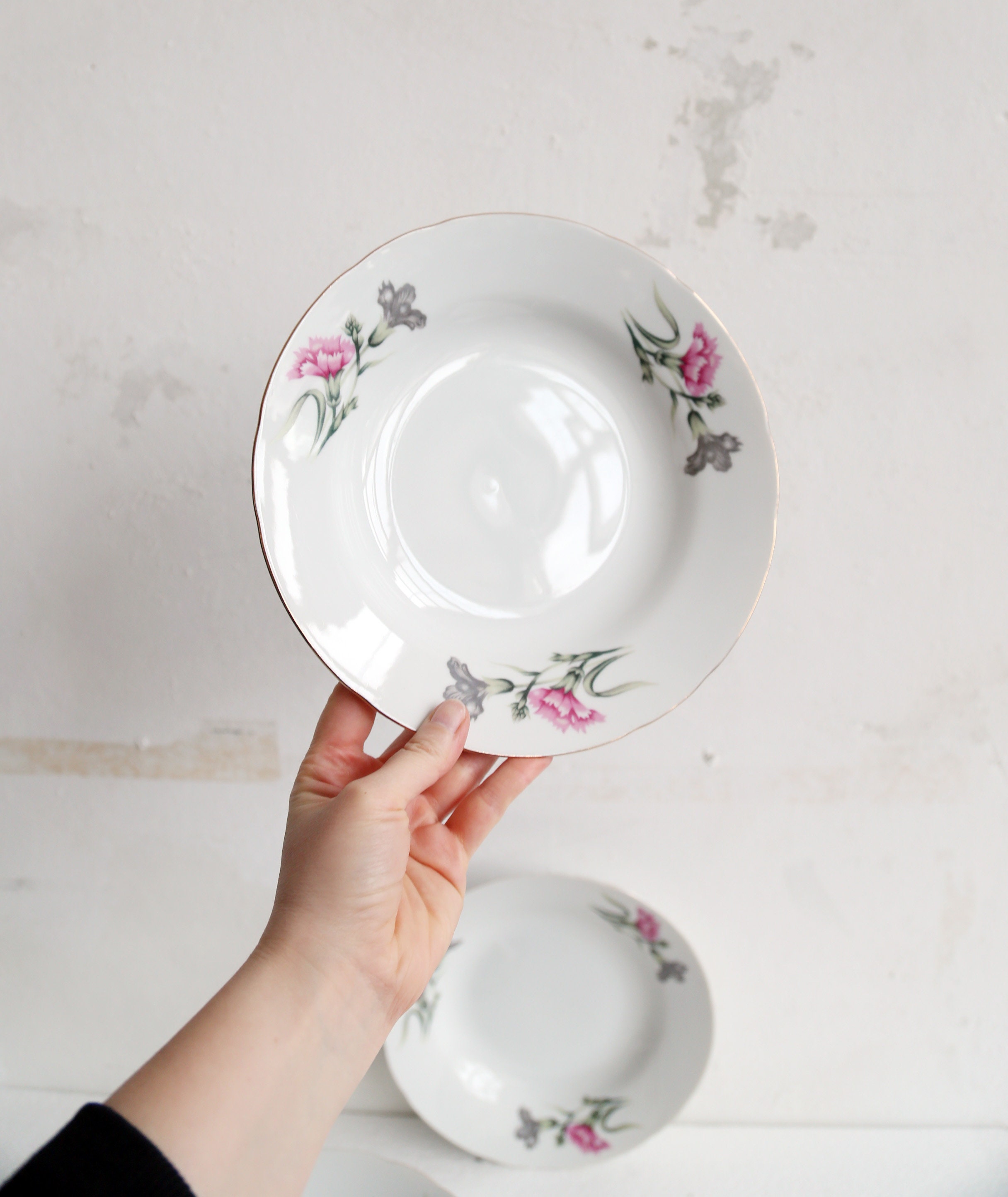 Set of 5 Vintage Yamatsu Porcelain Plates Floral Pattern Ceramic Plates ...