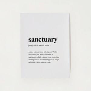 Sanctuary Definition Peaceful Home Digital PDF - Bold + Unbolded - Etsy