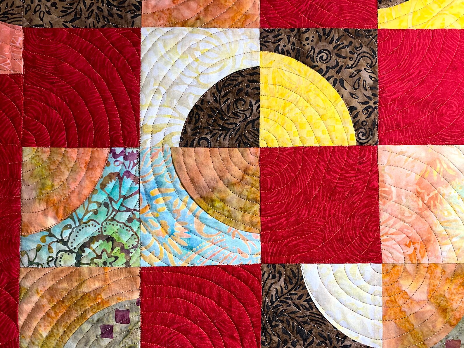 Abstract Art Quilt Circles and Curves Modern Quilted Wall - Etsy