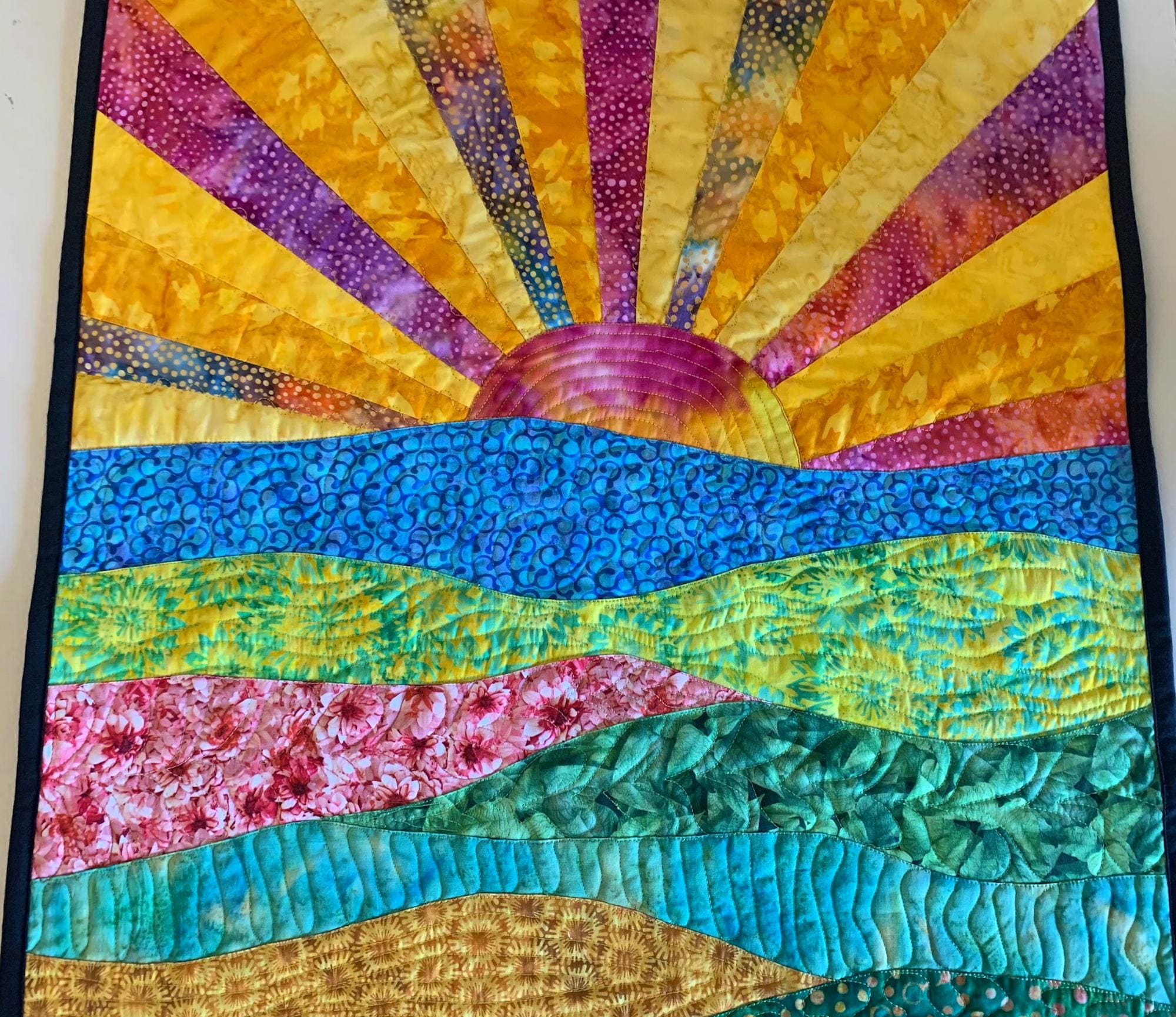 Landscape With Sun Quilt Tutorial: Curved Piecing (PDF Pattern) - Etsy