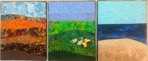 Custom Order 3 Small Landscape Quilts Small Canvas Mounted - Etsy