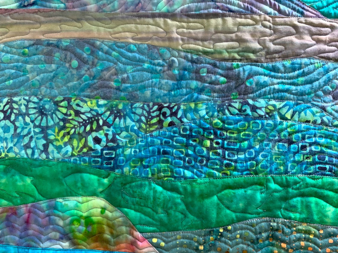 Art Quilt Ocean Colors Contemporary Landscape Wall Quilt | Etsy