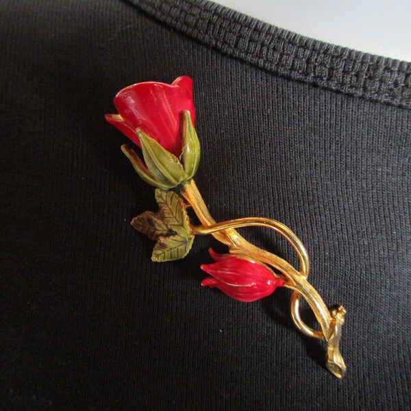 Red Rose Brooch - Etsy