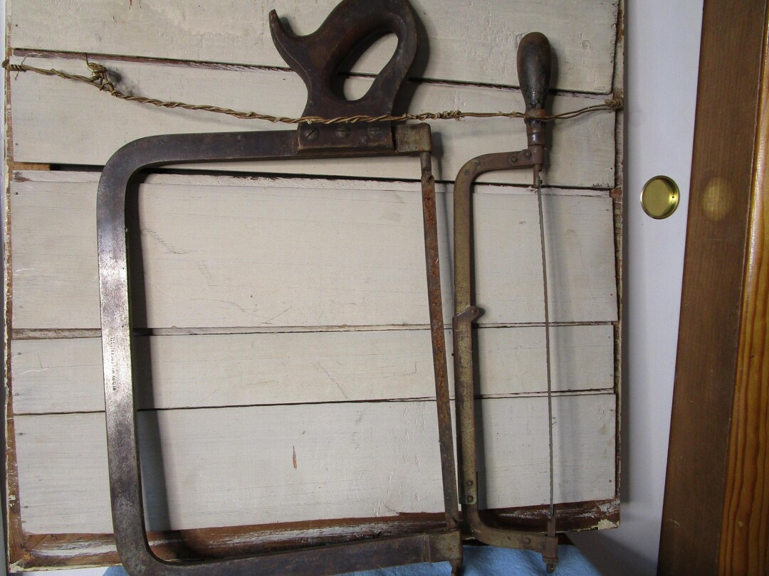 Pair of Vtg Hand Coping and Hacksaw. Wood Handles, 12 Inch Blade. Lot ...