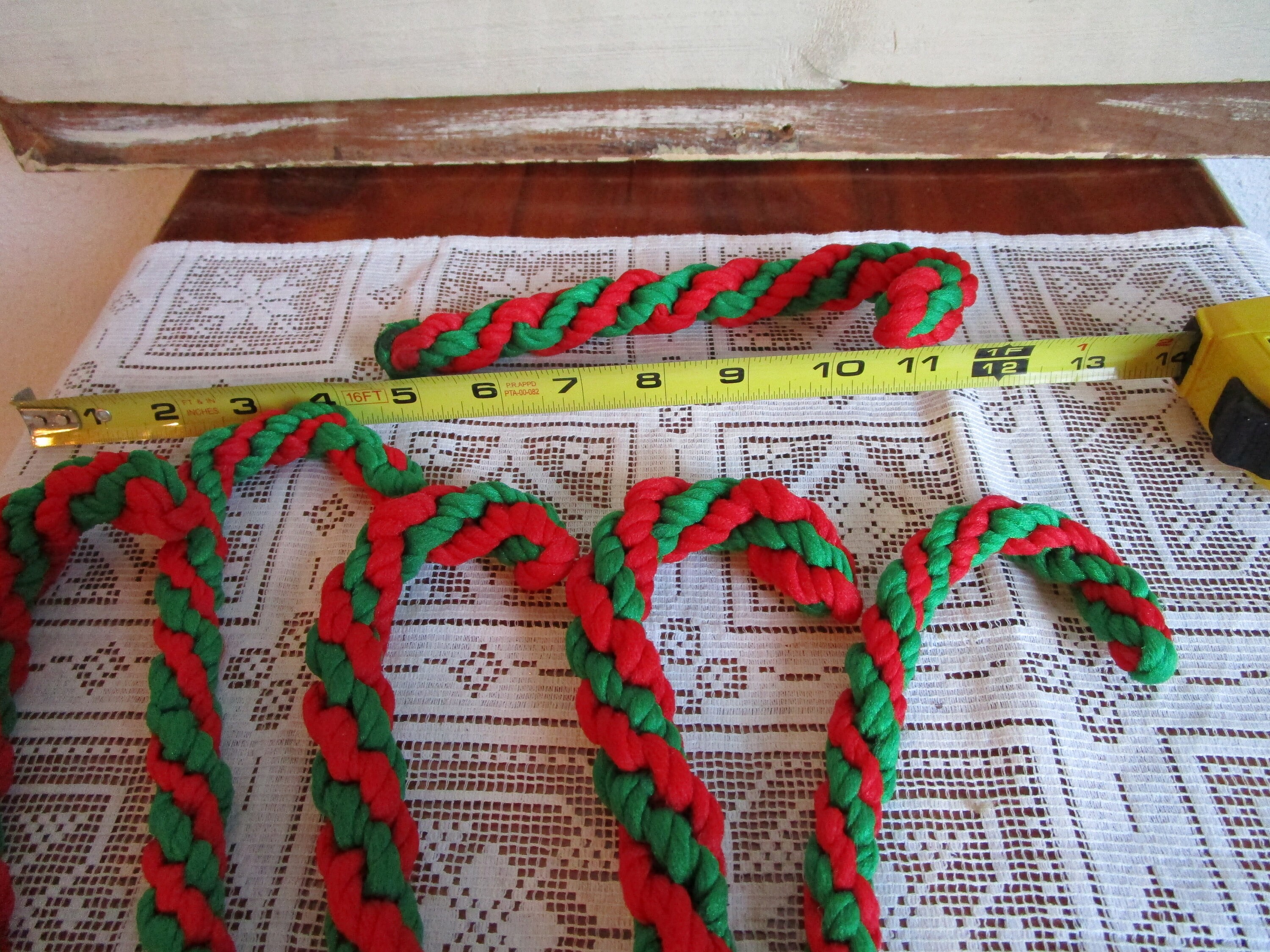 6 Yarn Candy Canes. Wrapped Tight Woven Yarn Braided. Green - Etsy