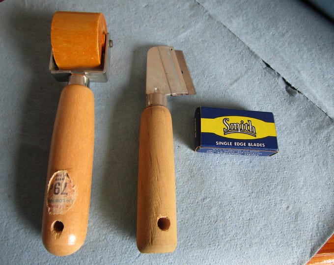 Vintage Wallpaper Tools, Roller, Razorblade Scraper W Blades ...