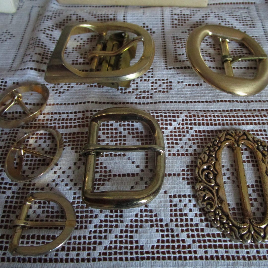 Brass Tone Buckles W Prongs for Belts, Bags, Purse Accessories. Vintage ...